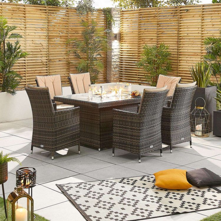Buy Rattan Set With Fire Pit Tables, Fire Pit Tables